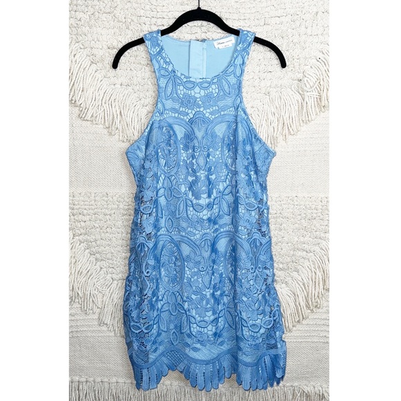 Lovers + Friends | Dresses | Lovers Friends Light Blue Lace Caspian Sleeveless Shift Dress M ...